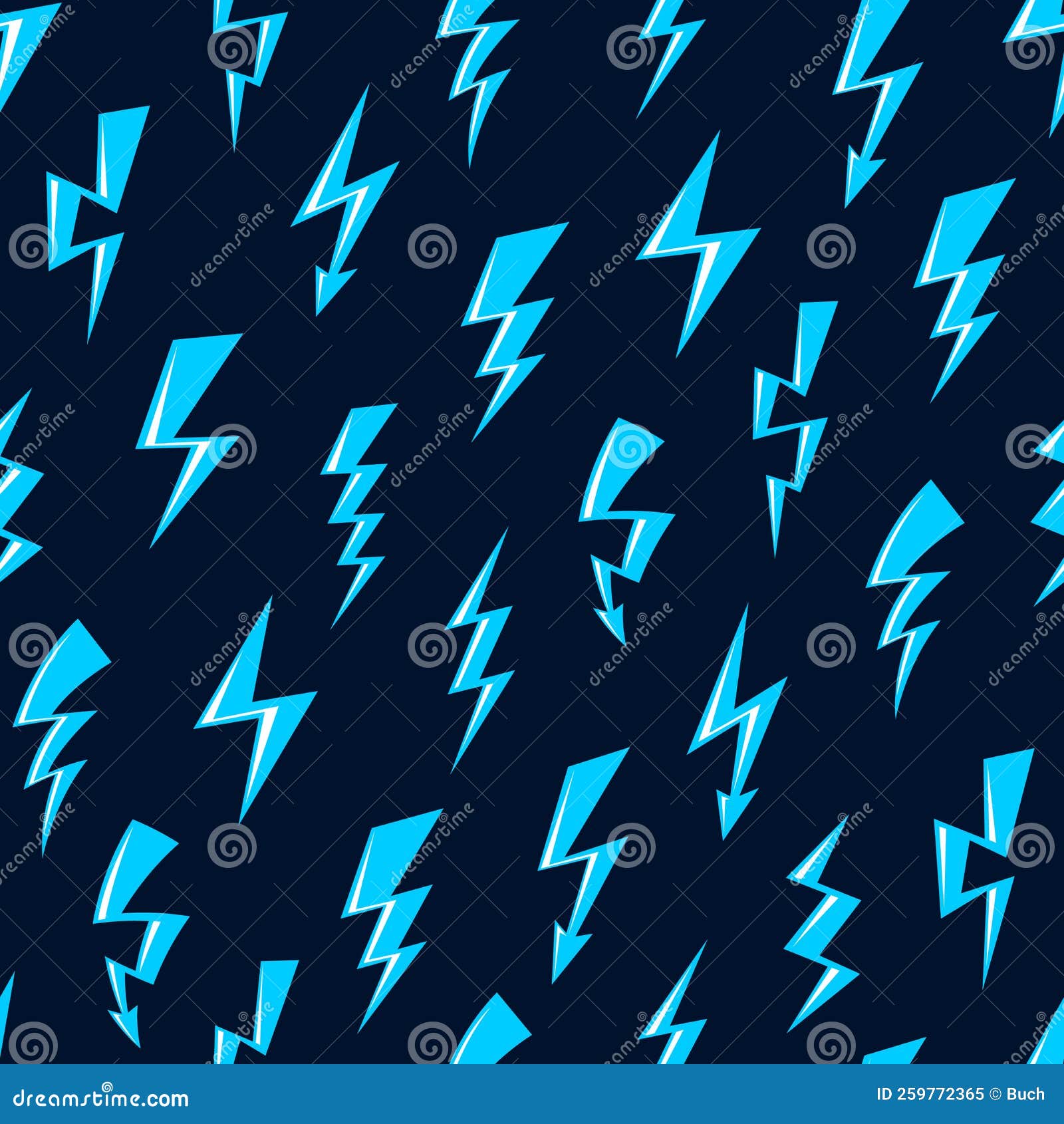 Cartoon Blue Lightnings, Flashes Seamless Pattern Stock Vector ...