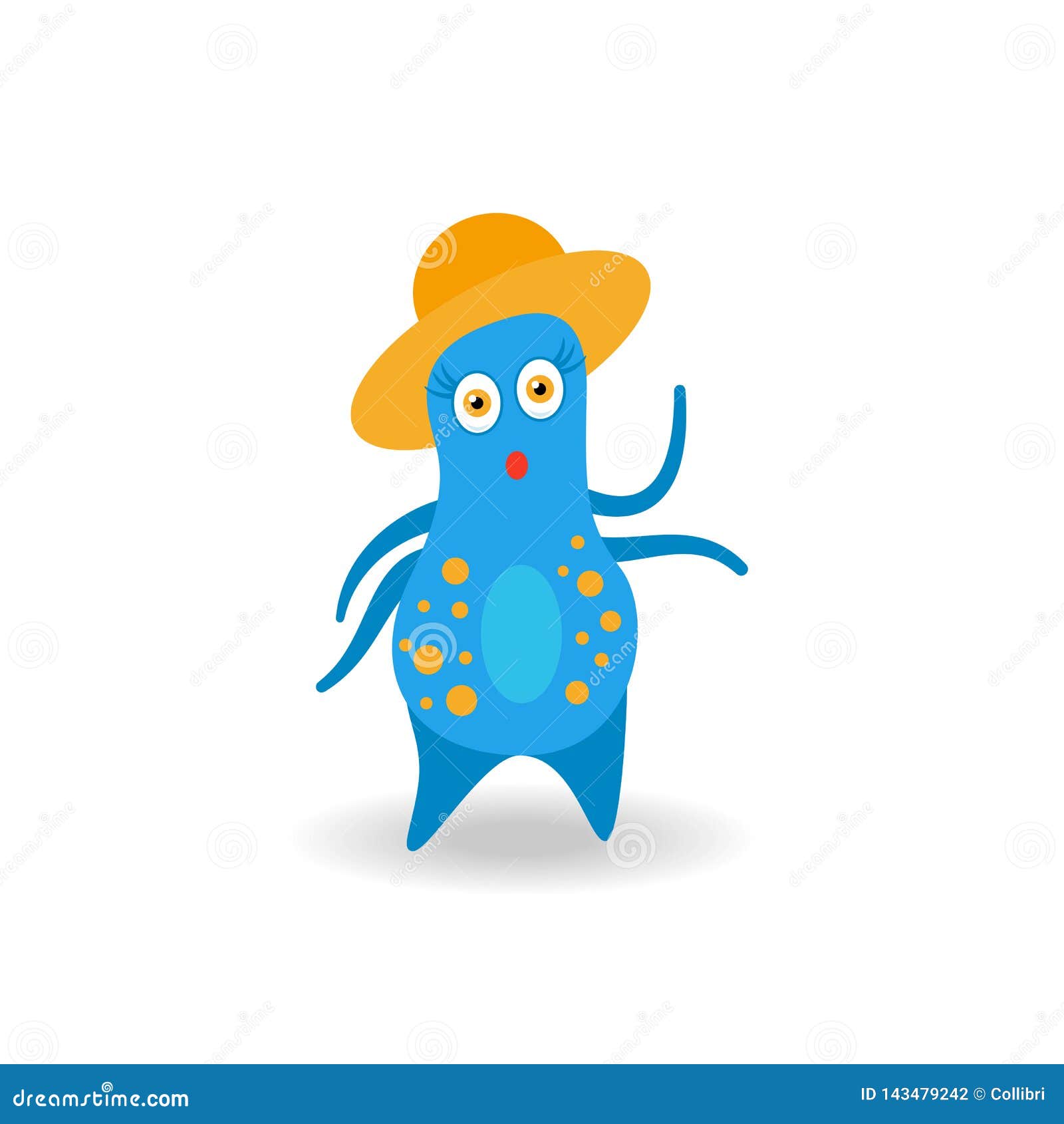 Cartoon Blue Monster in the Hat Isolated on White Stock Vector ...