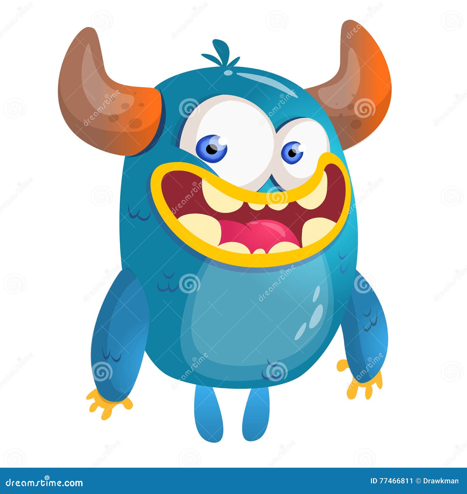 Cartoon Blue Monster. Vector Halloween Character Stock Vector ...