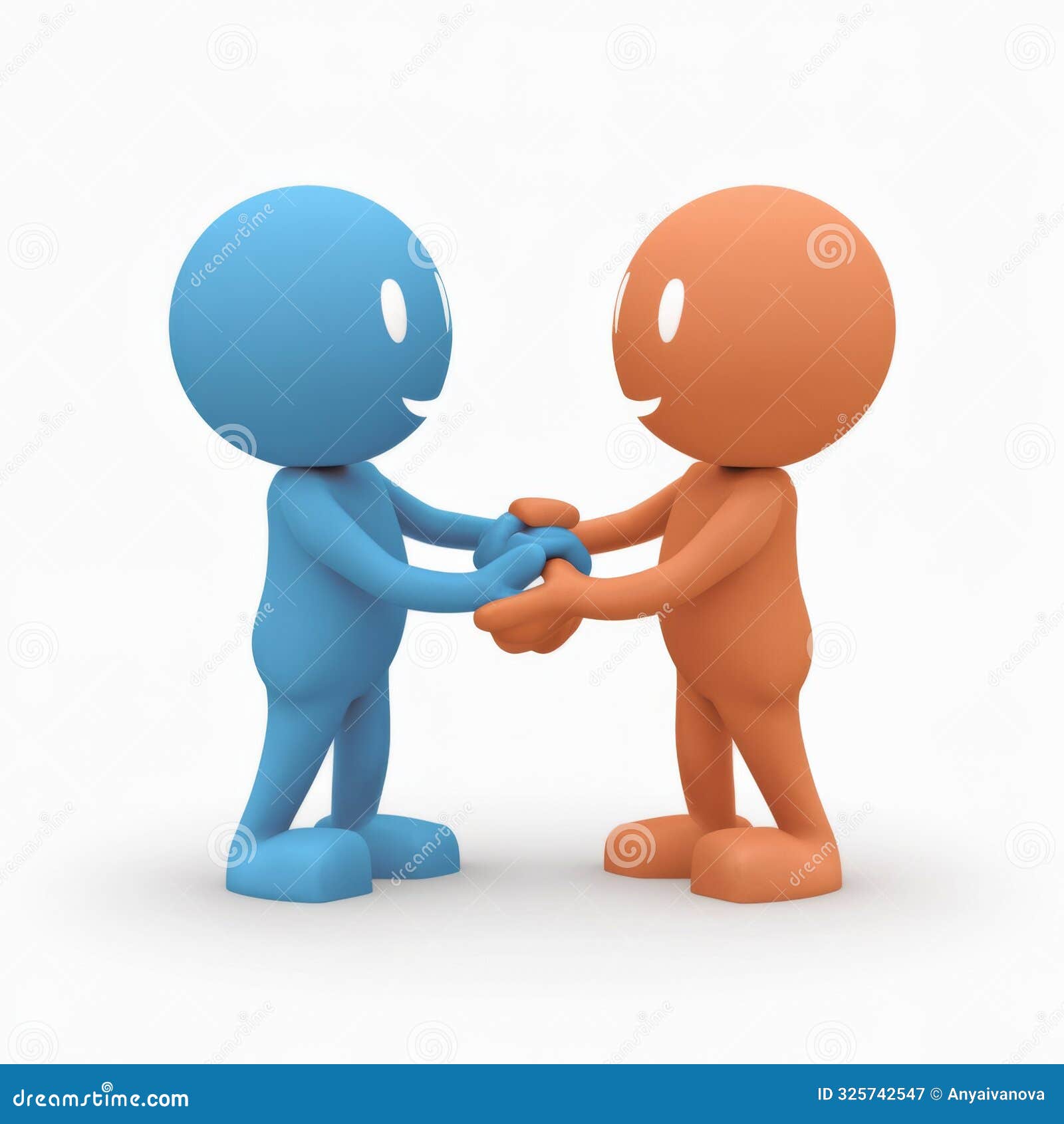 Cartoon Blue and Orange Figures Holding Hands Signifying Unity and ...
