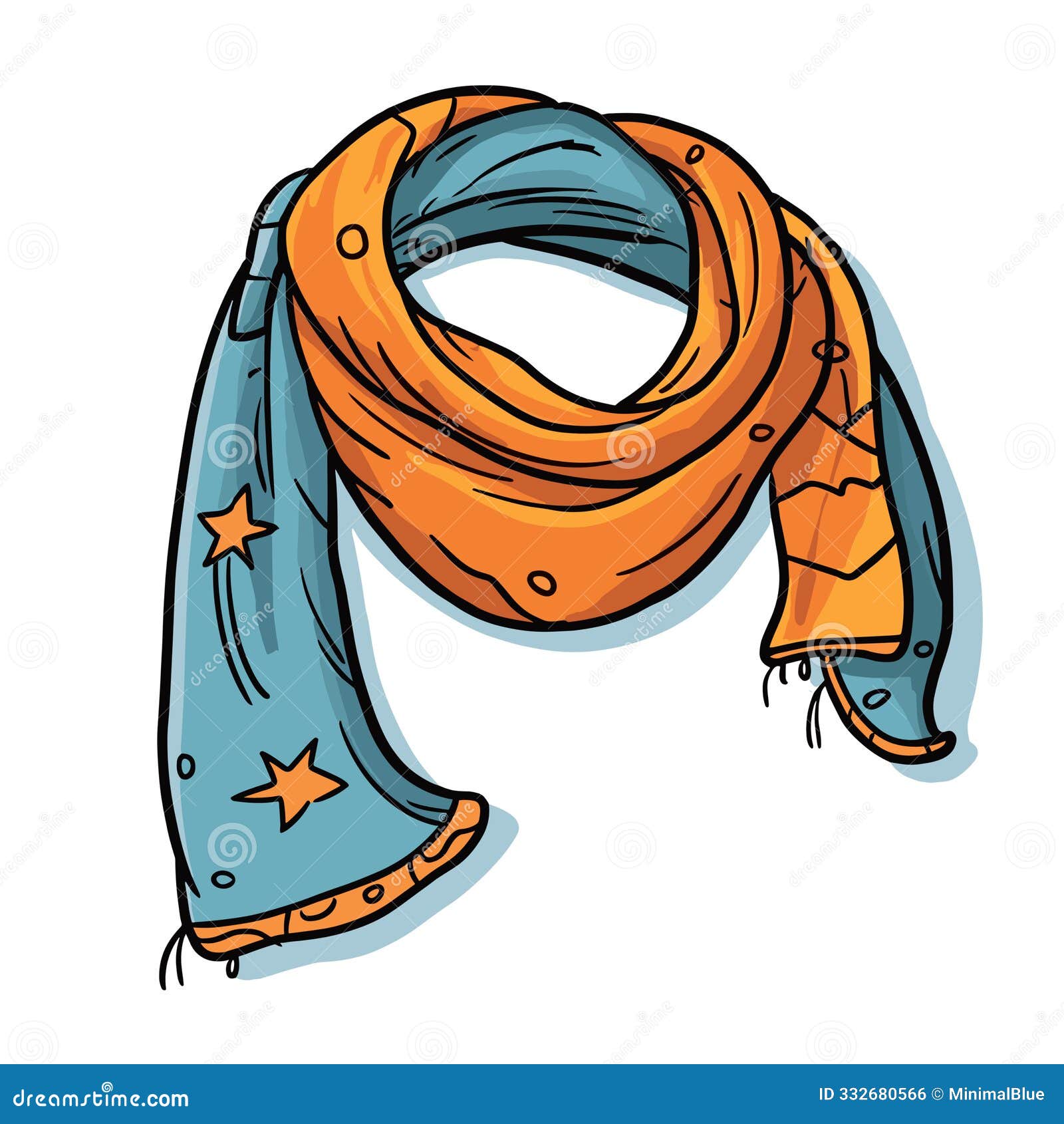 Cartoon Blue and Orange Scarf with Star Patterns Illustration Stock ...