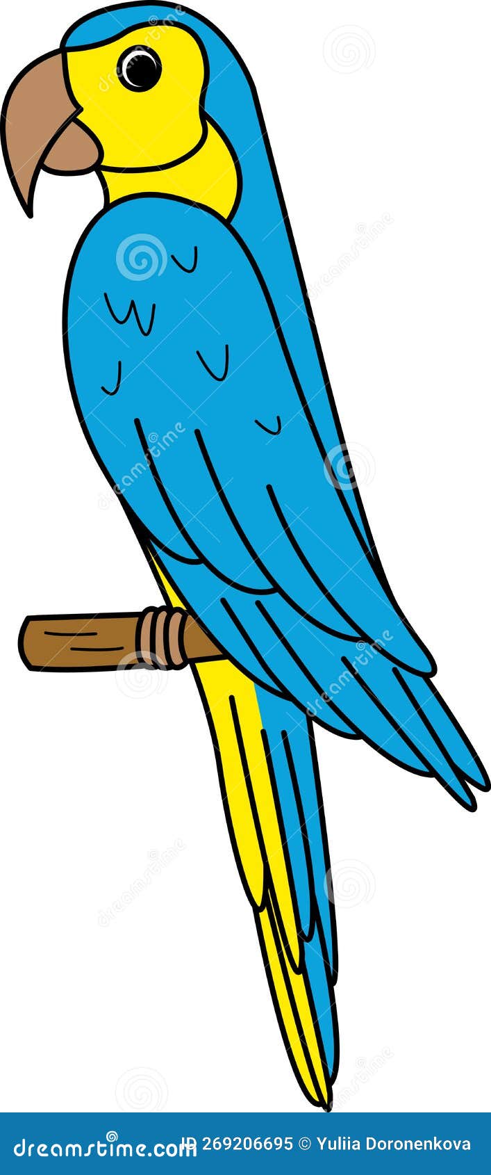 Cartoon Blue Parrot. stock vector. Illustration of jungle - 269206695