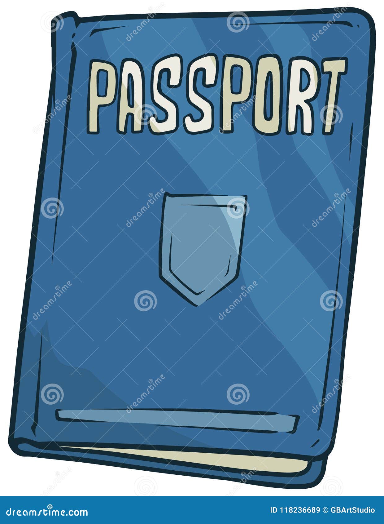 Cartoon Blue Passport Book with Shield Vector Icon Stock Vector ...