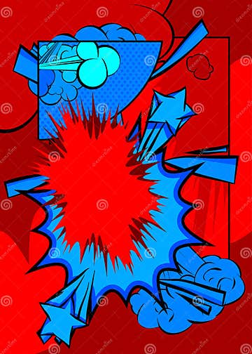 Cartoon Blue and Red Background, Comic Book Backdrop. Retro Vector ...