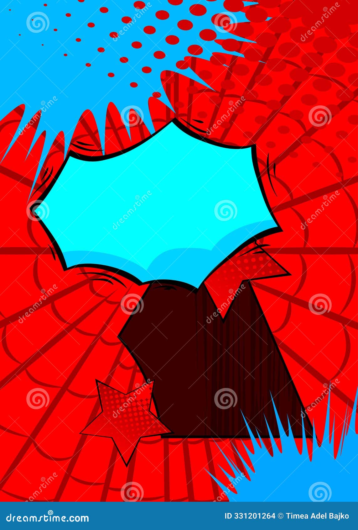 Cartoon Blue and Red Background, Comic Book Backdrop. Retro Vector ...