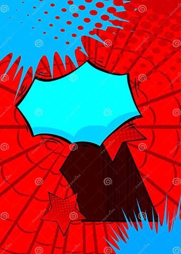 Cartoon Blue and Red Background, Comic Book Backdrop. Retro Vector ...