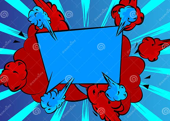 Cartoon Blue and Red Background, Comic Book Backdrop. Retro Vector ...