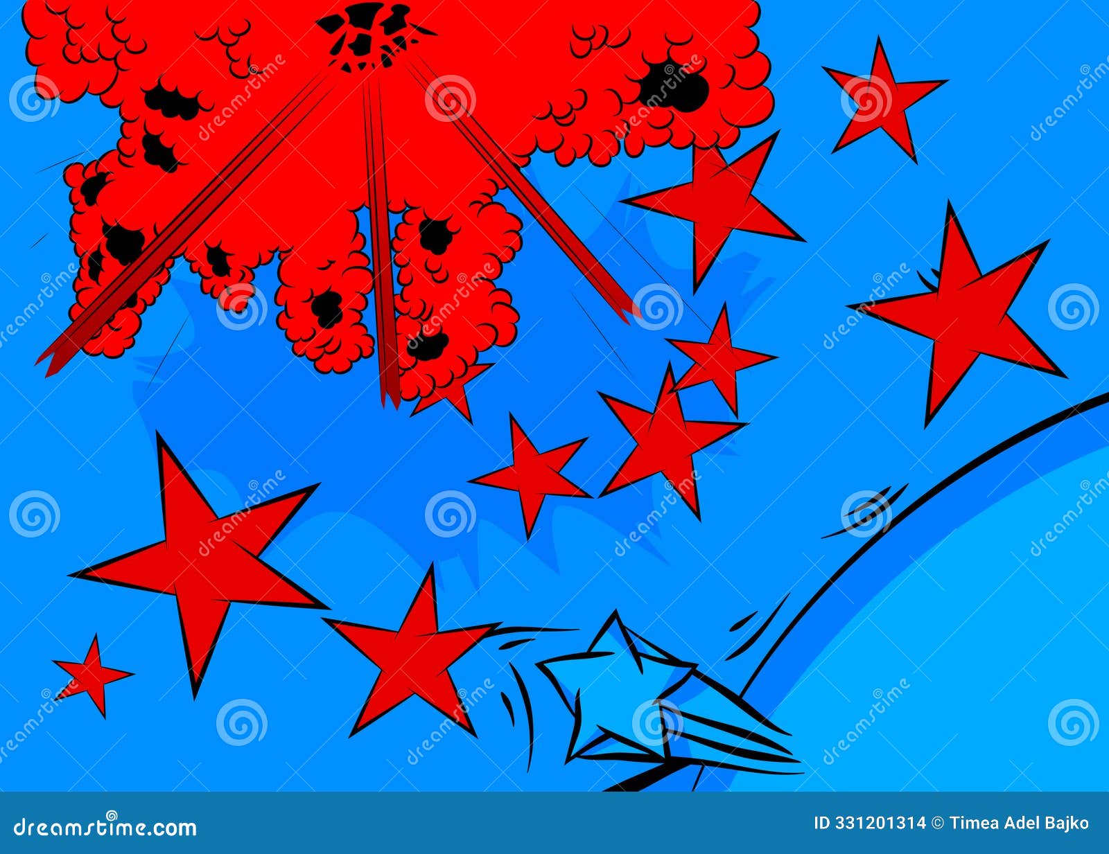 Cartoon Blue and Red Background, Comic Book Backdrop. Retro Vector ...