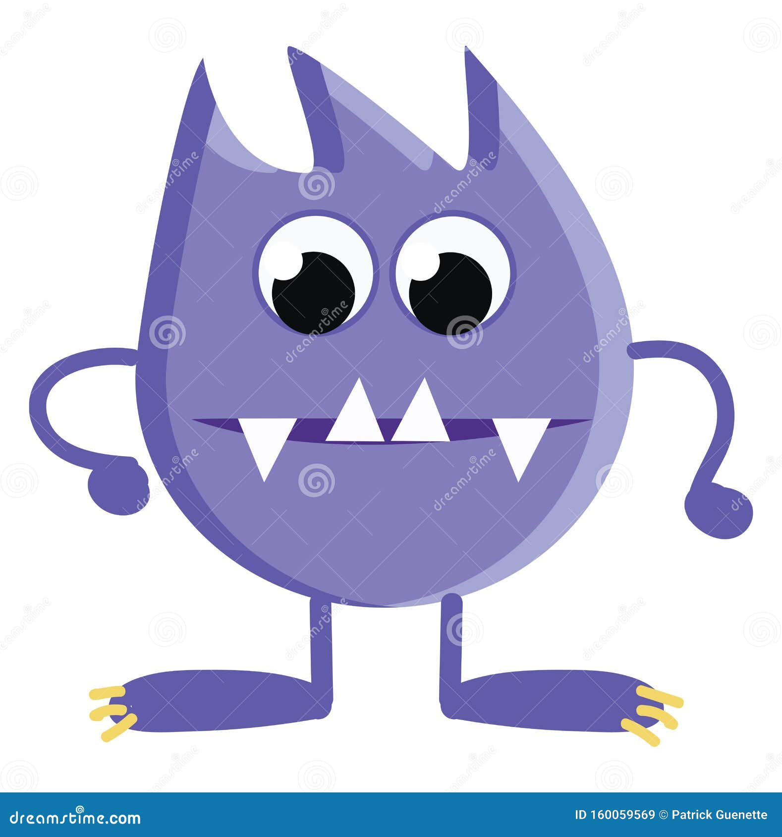 Cartoon of a Blue Scary Looking Alien Creature with Sharp Teeth Color ...