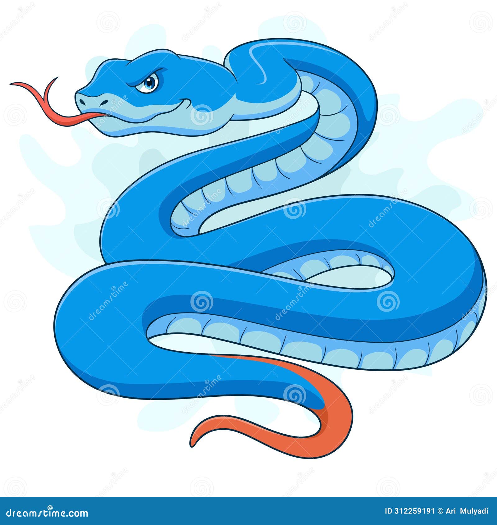 Cartoon Blue Snake on White Background Stock Vector - Illustration of ...