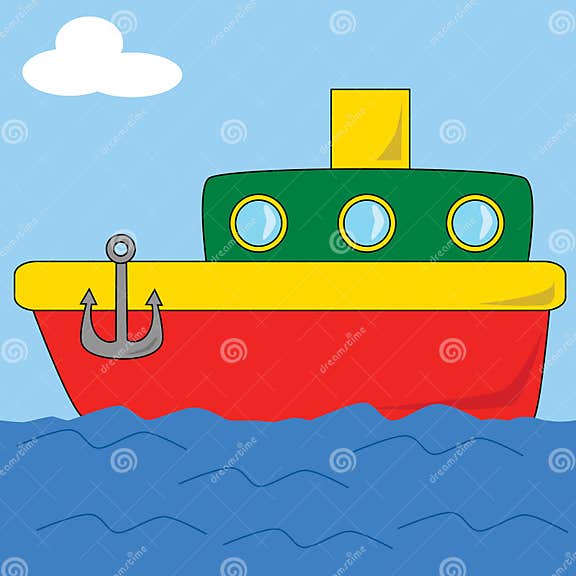 Cartoon Boat 2 stock vector. Illustration of ocean, water - 5639765