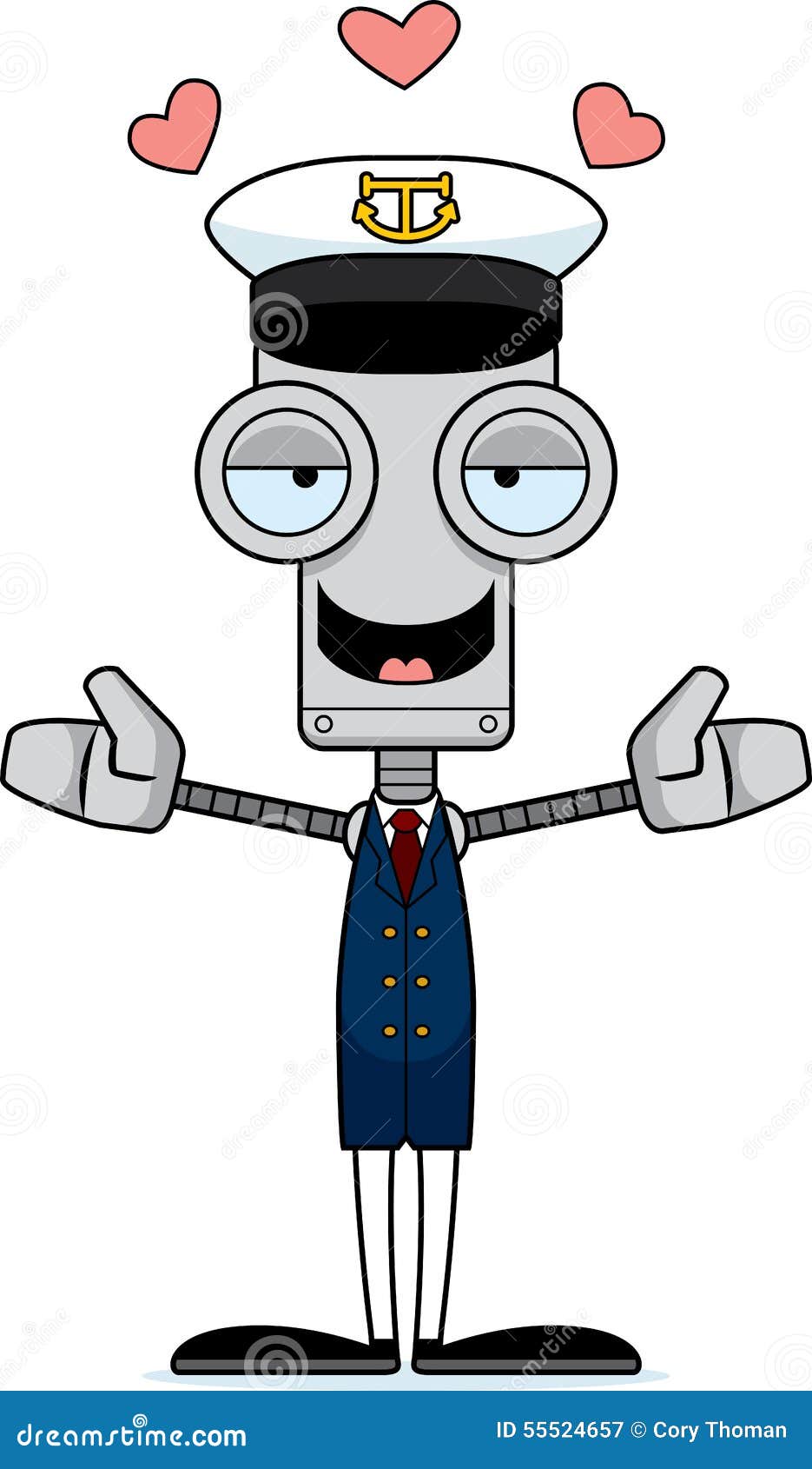 Cartoon Boat Captain Robot Hug Stock Vector - Illustration of robot ...