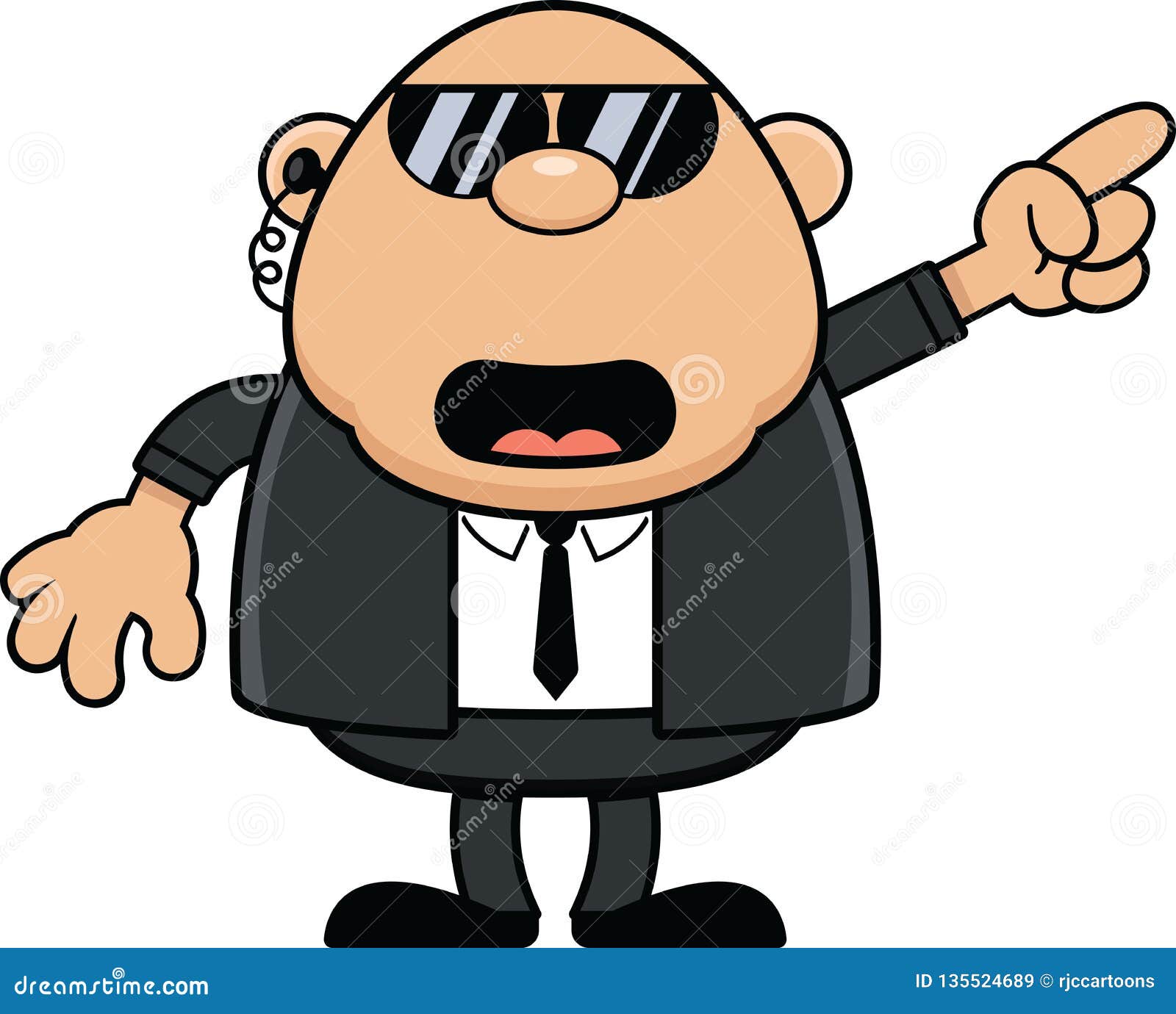 Cartoon Bodyguard Talking Pointing Stock Vector - Illustration of ...
