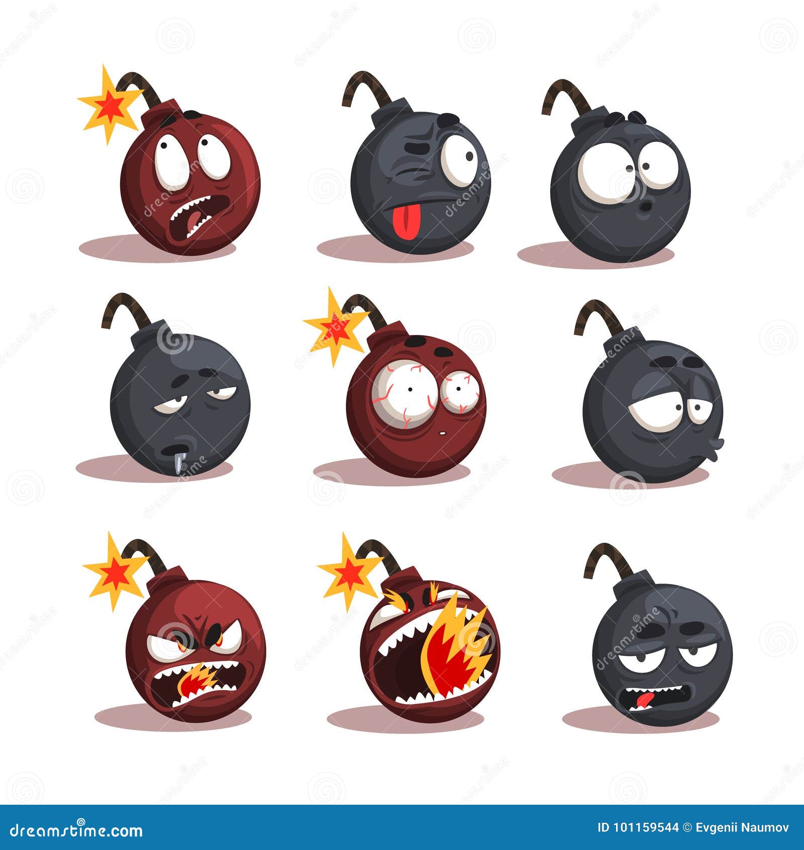 Cartoon bomb emotions set stock vector. Illustration of emotions ...