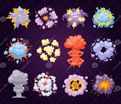 Cartoon Bomb Explosion Effect with Smoke Effect Boom Explode Flash ...