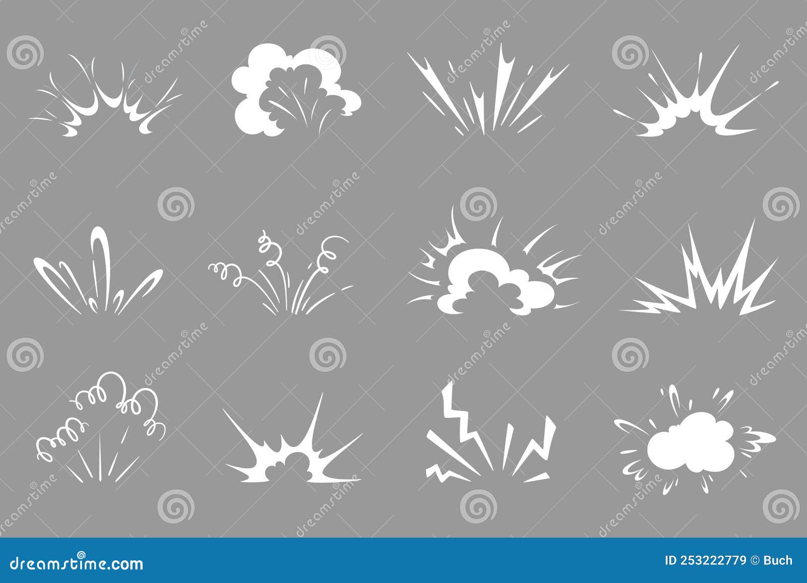 Cartoon Bomb Explosion, Smoke, Fire Comic Clouds Stock Illustration ...
