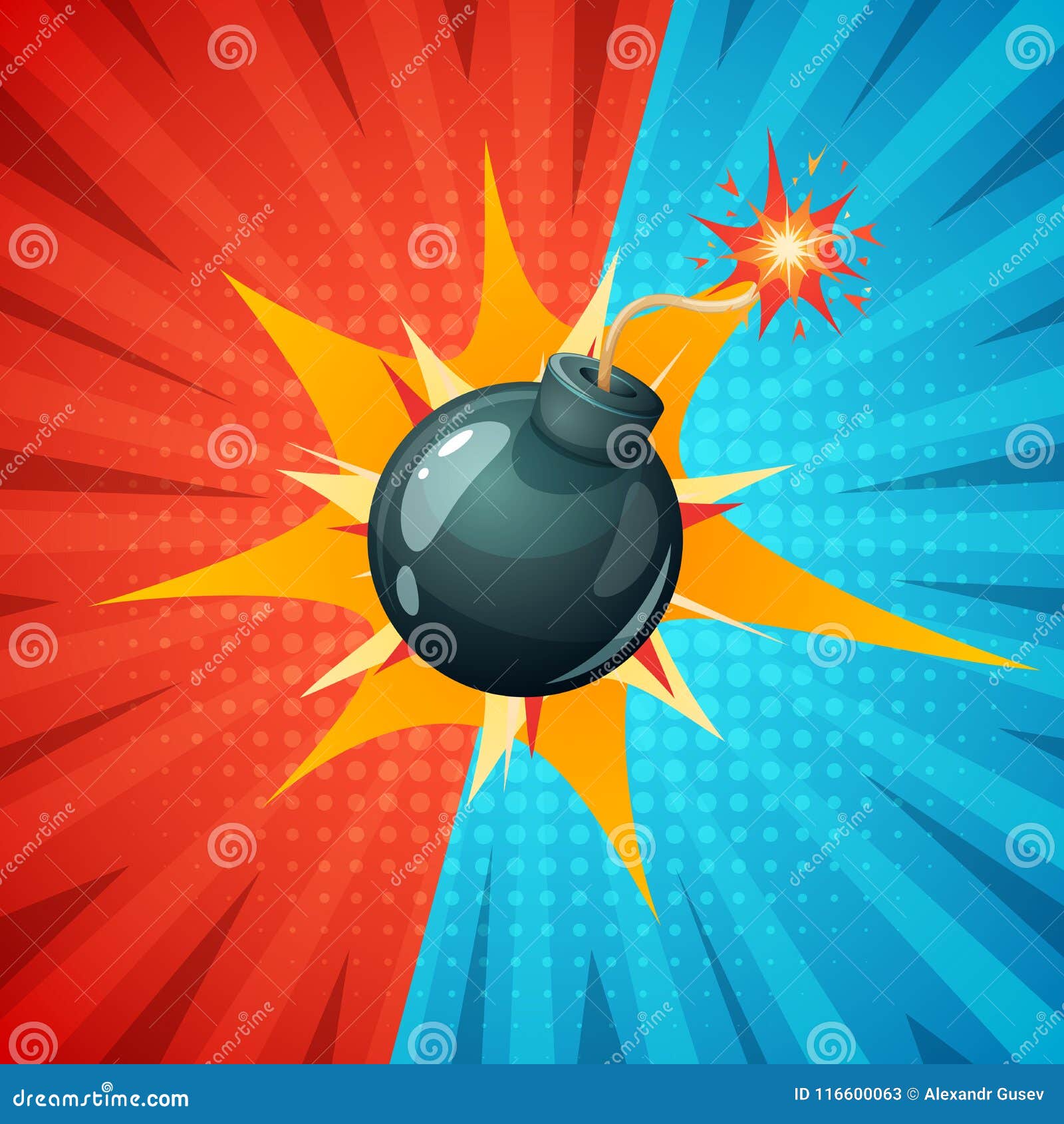 Cartoon Bomb, Fuse, Wick, Spark Icon. Stock Vector - Illustration of ...