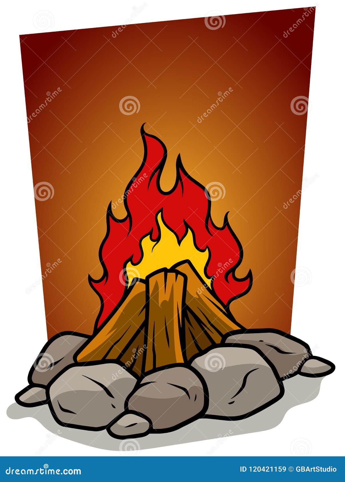 Cartoon Bonfire Campfire with Stones Vector Icon Stock Vector ...