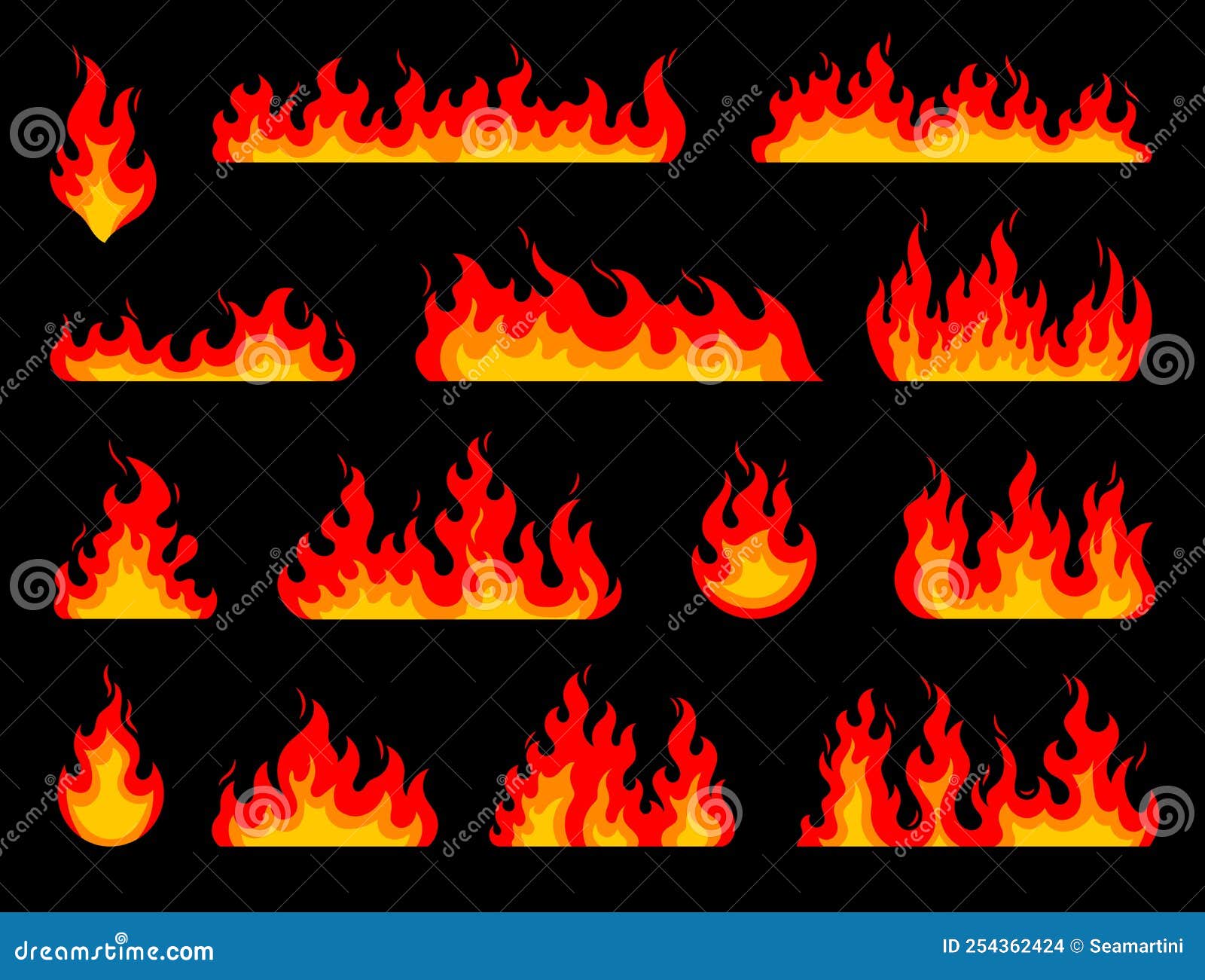 Cartoon Bonfire, Wildfire Isolated Fire Flame Stock Vector ...