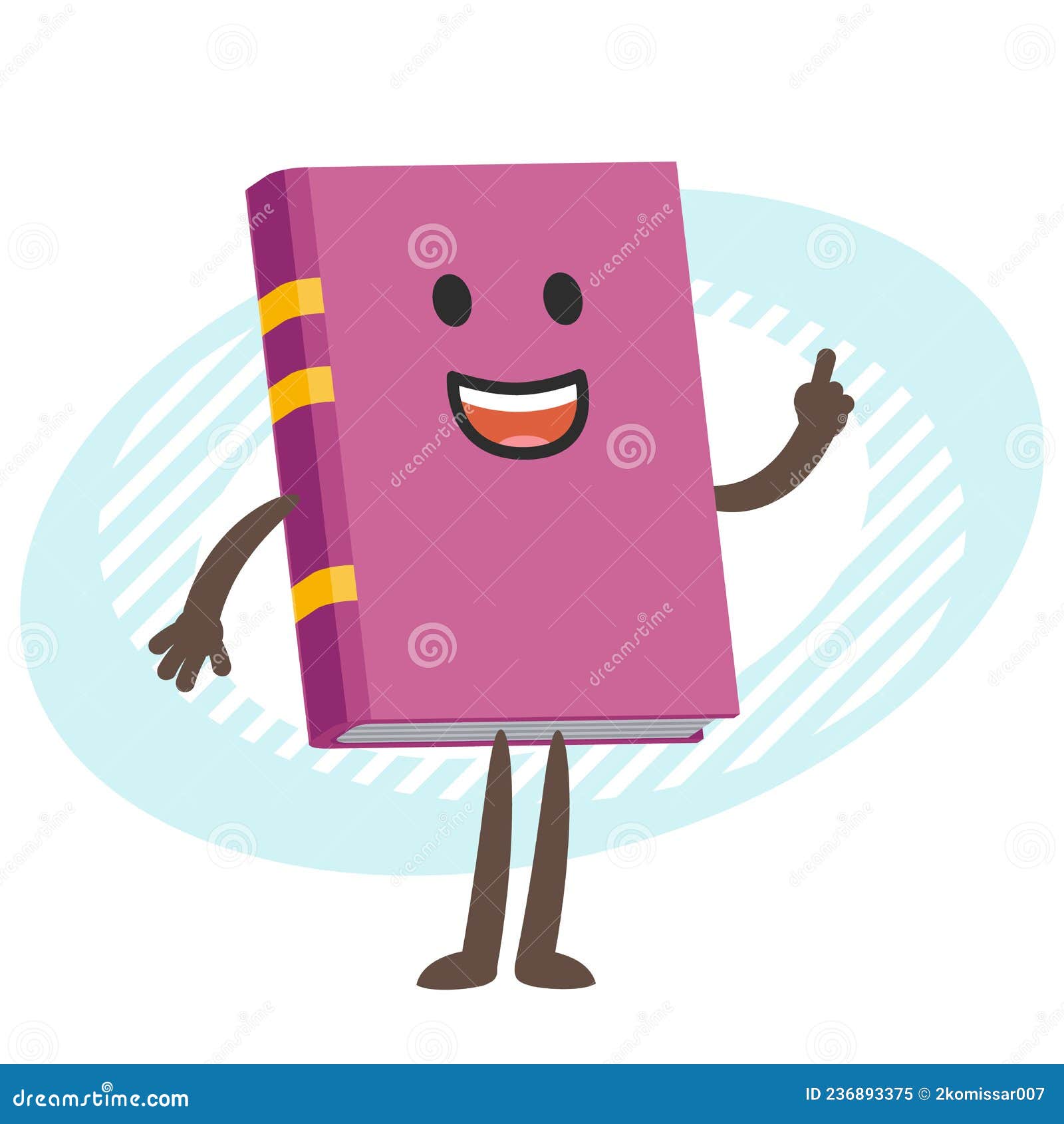 Cartoon Book Character Explaining and Showing the Index Finger Stock ...