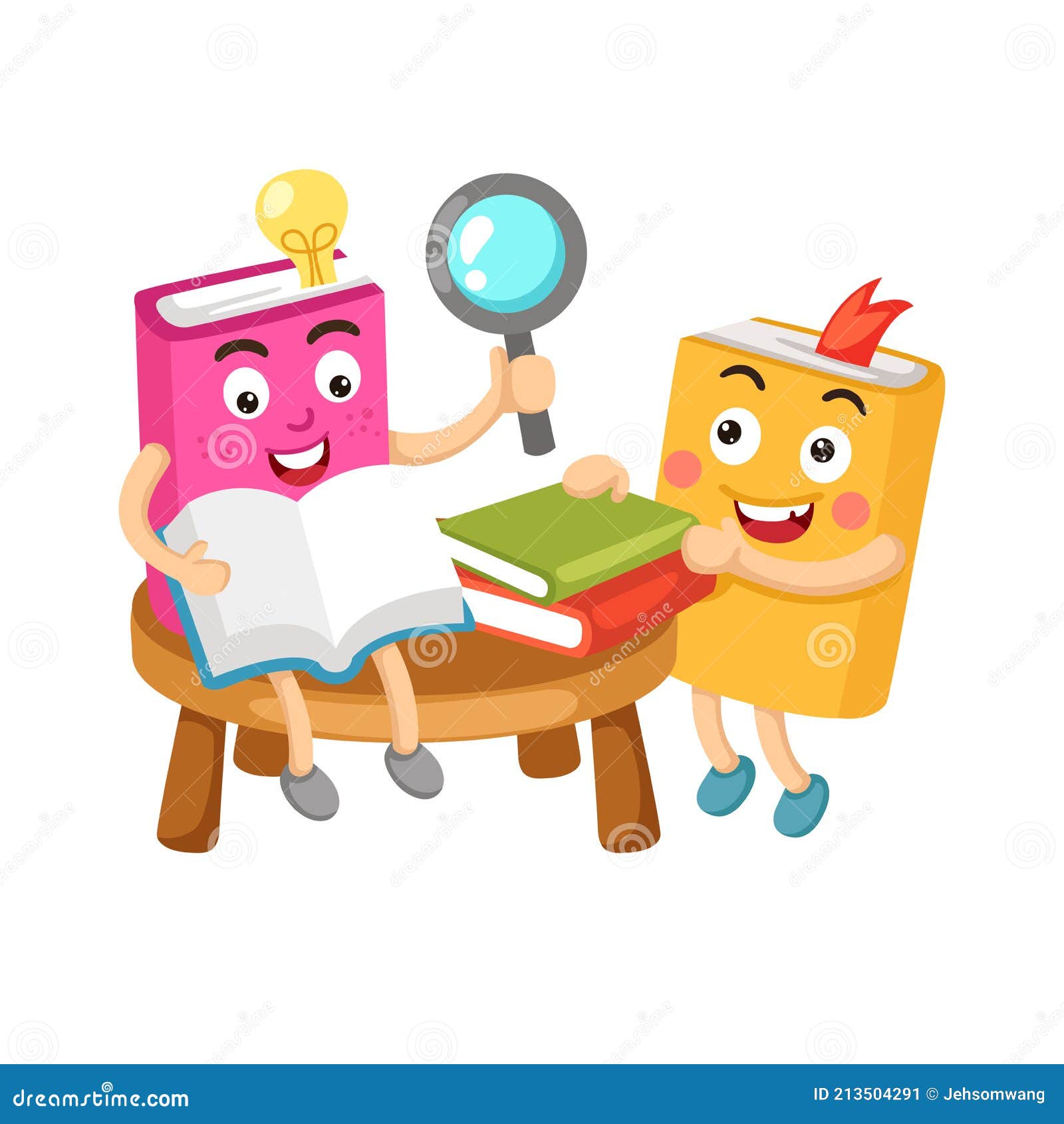Cartoon Book Character Reading Book Stock Vector - Illustration of ...