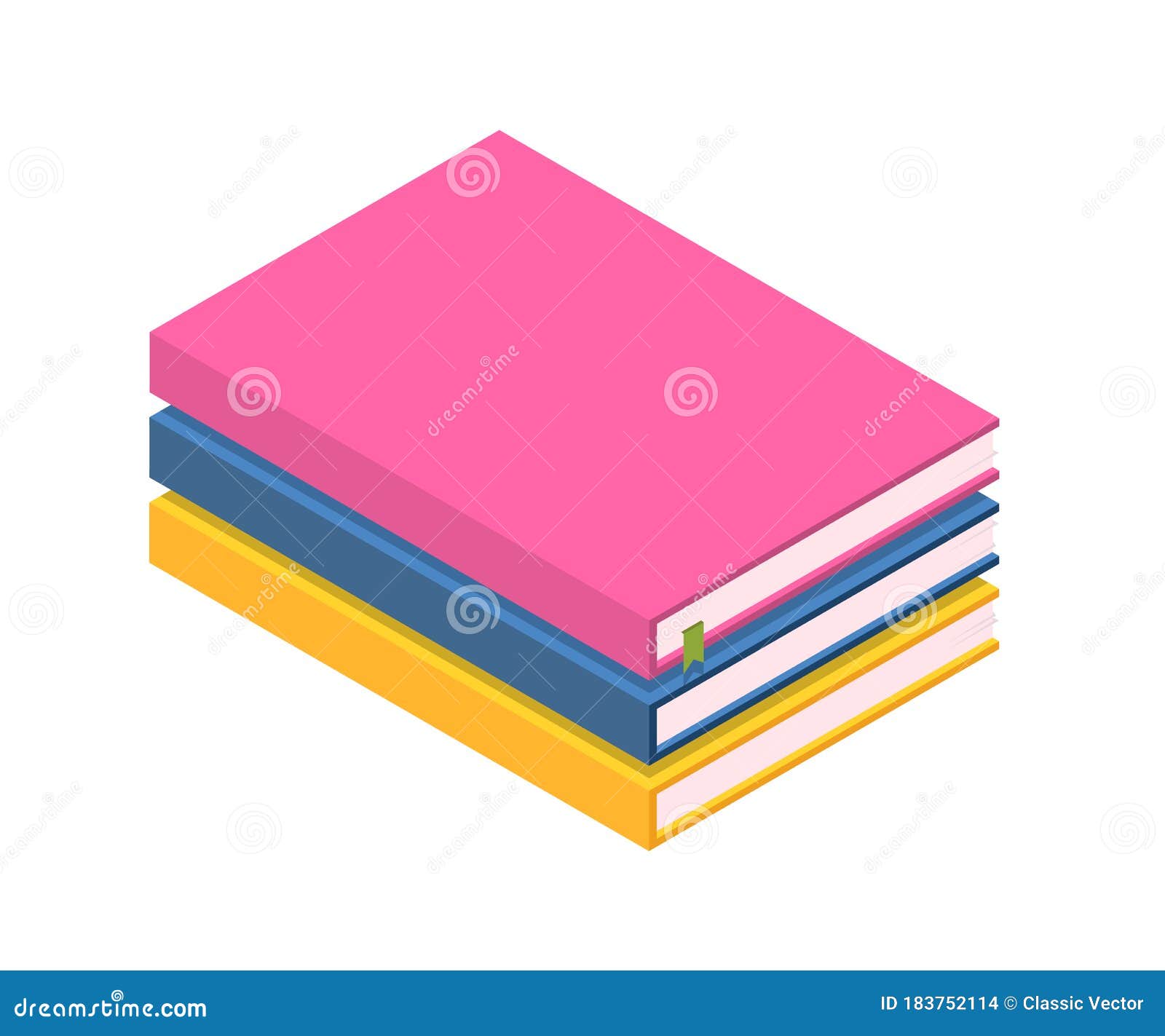 Cartoon Book Stack Office Items Isolated on White Stock Vector ...