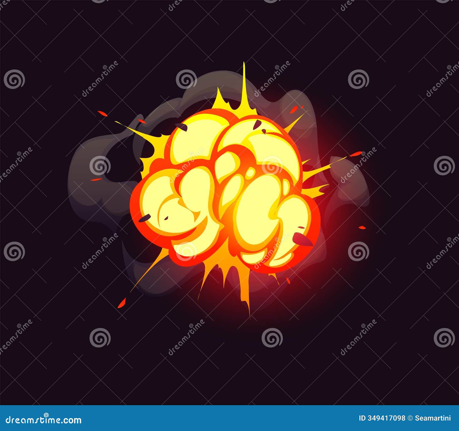 Cartoon Boom Cloud, Bomb Blast Explosion Effect Stock Vector ...