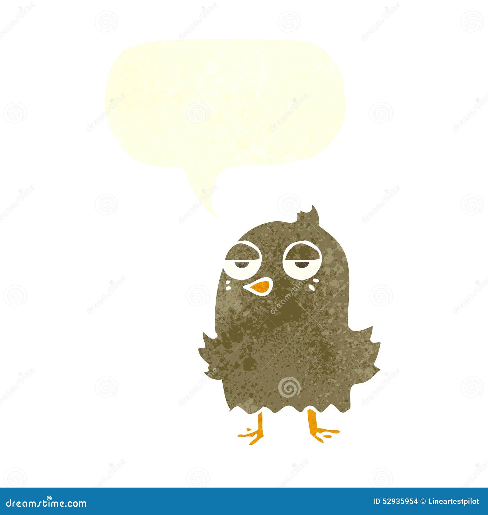 Cartoon Bored Bird with Speech Bubble Stock Illustration - Illustration ...