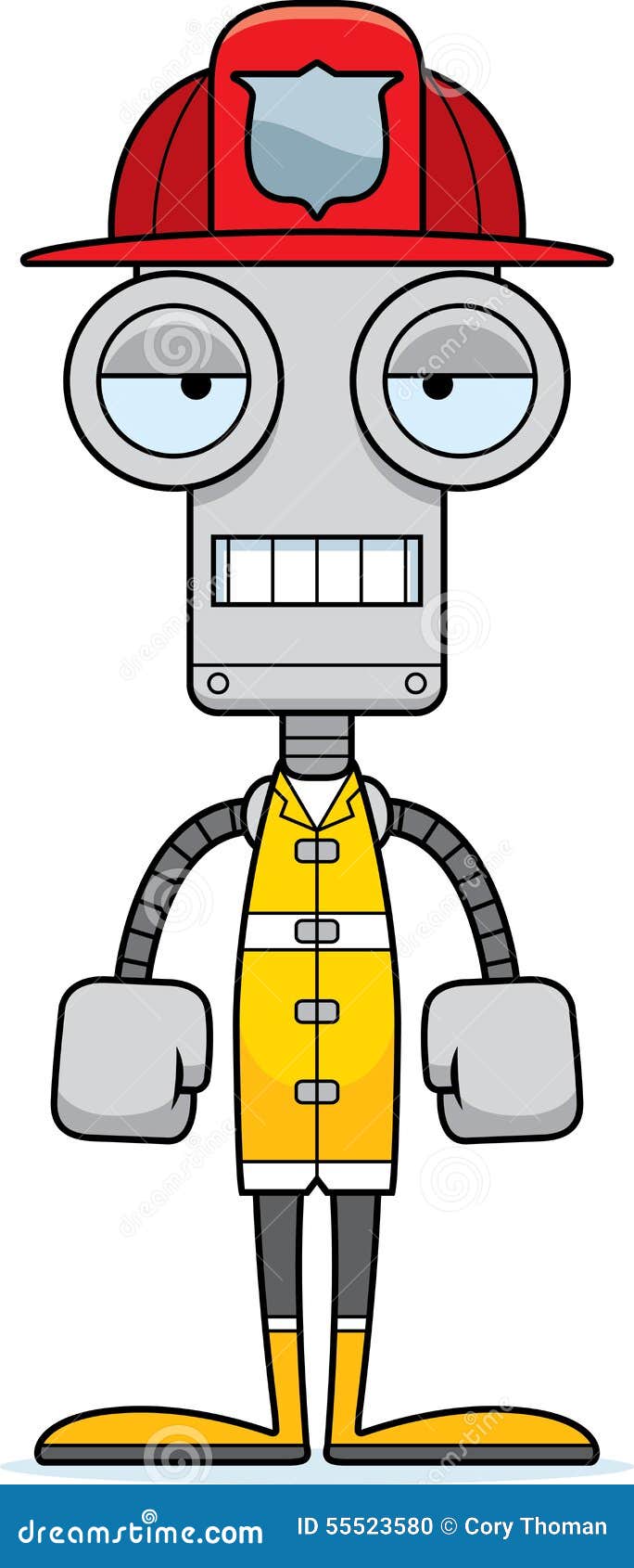 Cartoon Bored Firefighter Robot Stock Vector - Illustration of machine ...