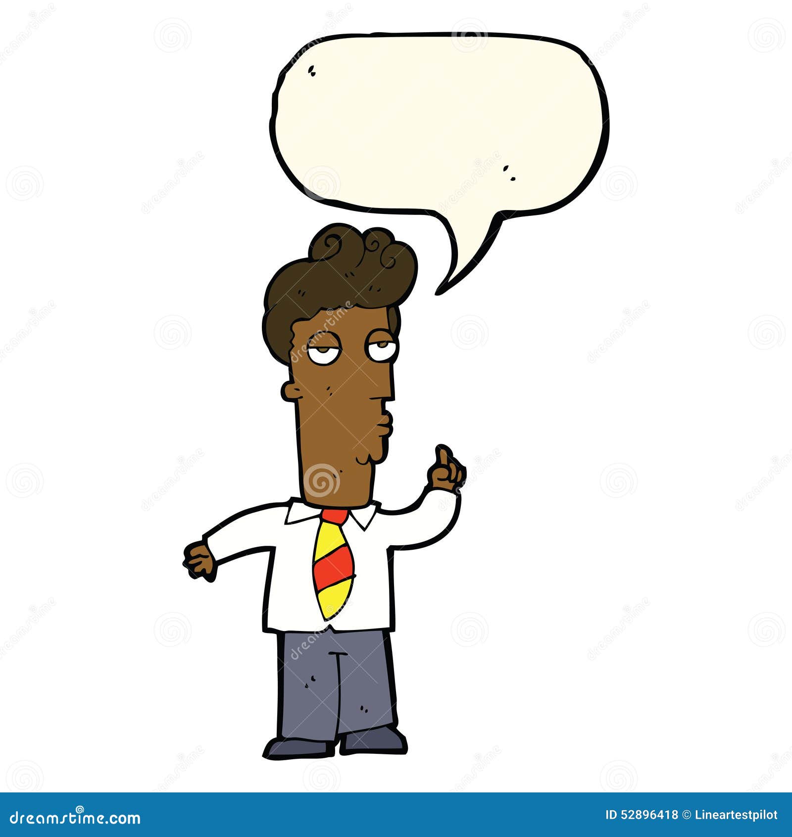 Cartoon Bored Man Asking Question with Speech Bubble Stock Illustration ...