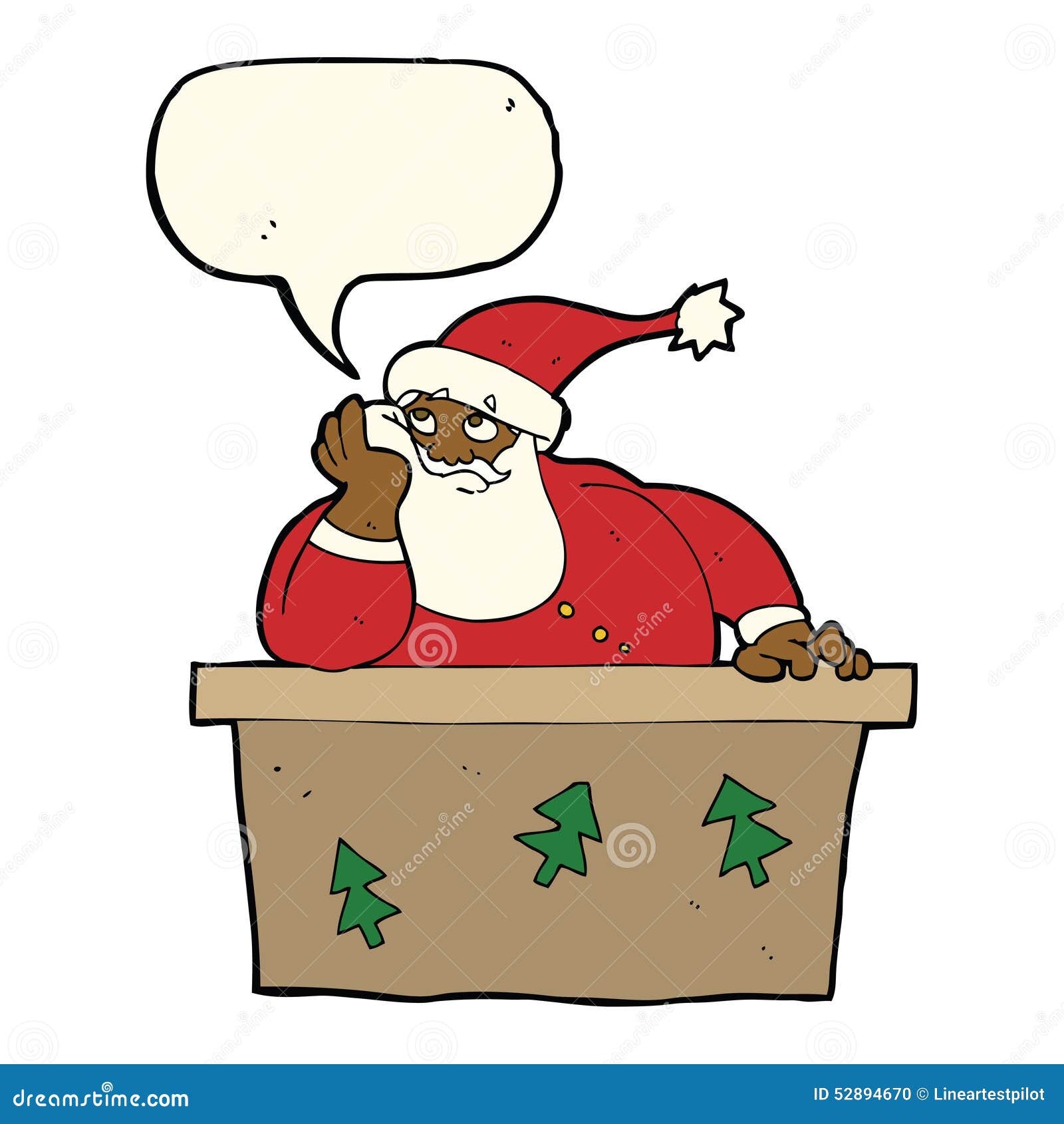 Cartoon Bored Santa Claus with Speech Bubble Stock Illustration ...