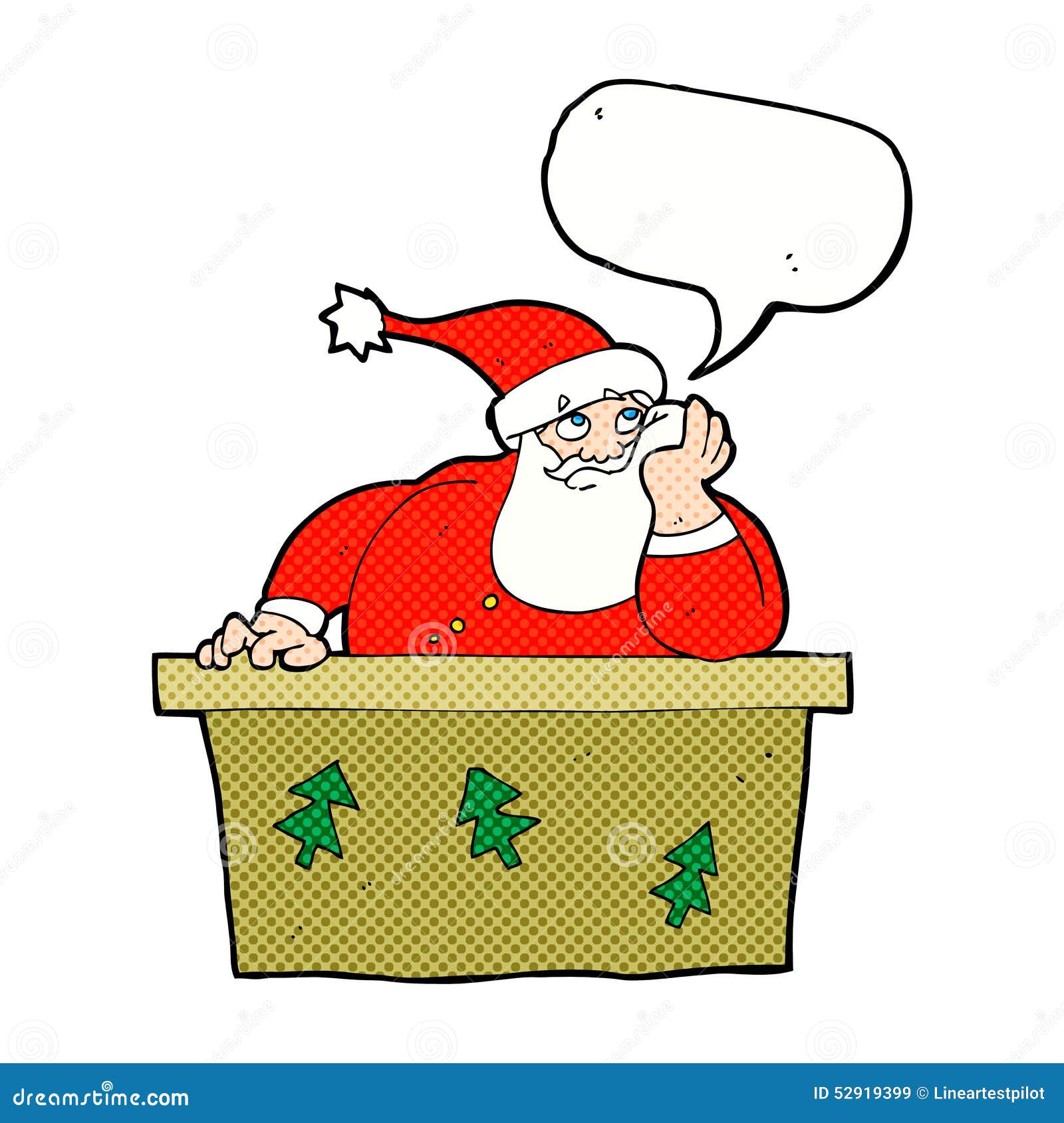 Cartoon Bored Santa Claus with Speech Bubble Stock Illustration ...