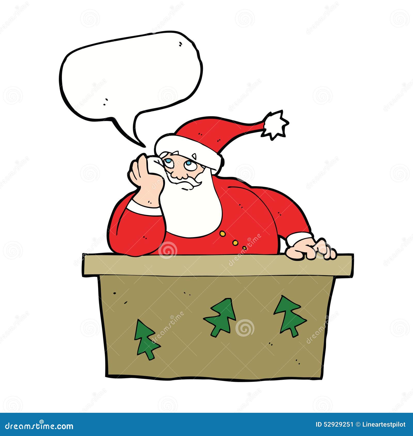 Cartoon Bored Santa Claus with Speech Bubble Stock Illustration ...