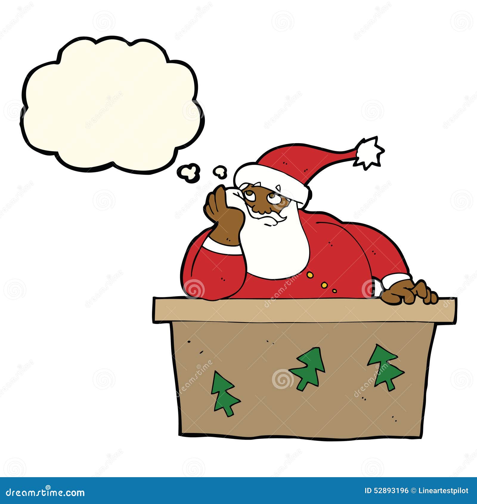 Cartoon Bored Santa Claus with Thought Bubble Stock Illustration ...