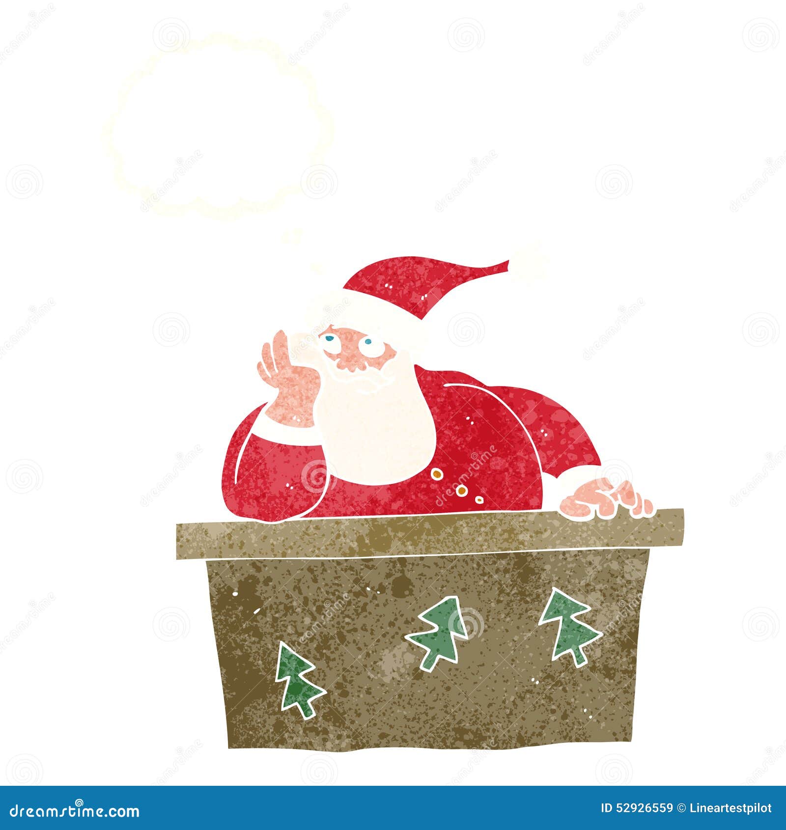Cartoon Bored Santa Claus with Thought Bubble Stock Illustration ...