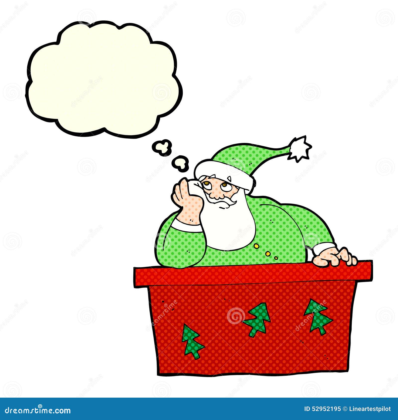 Cartoon Bored Santa Claus with Thought Bubble Stock Illustration ...
