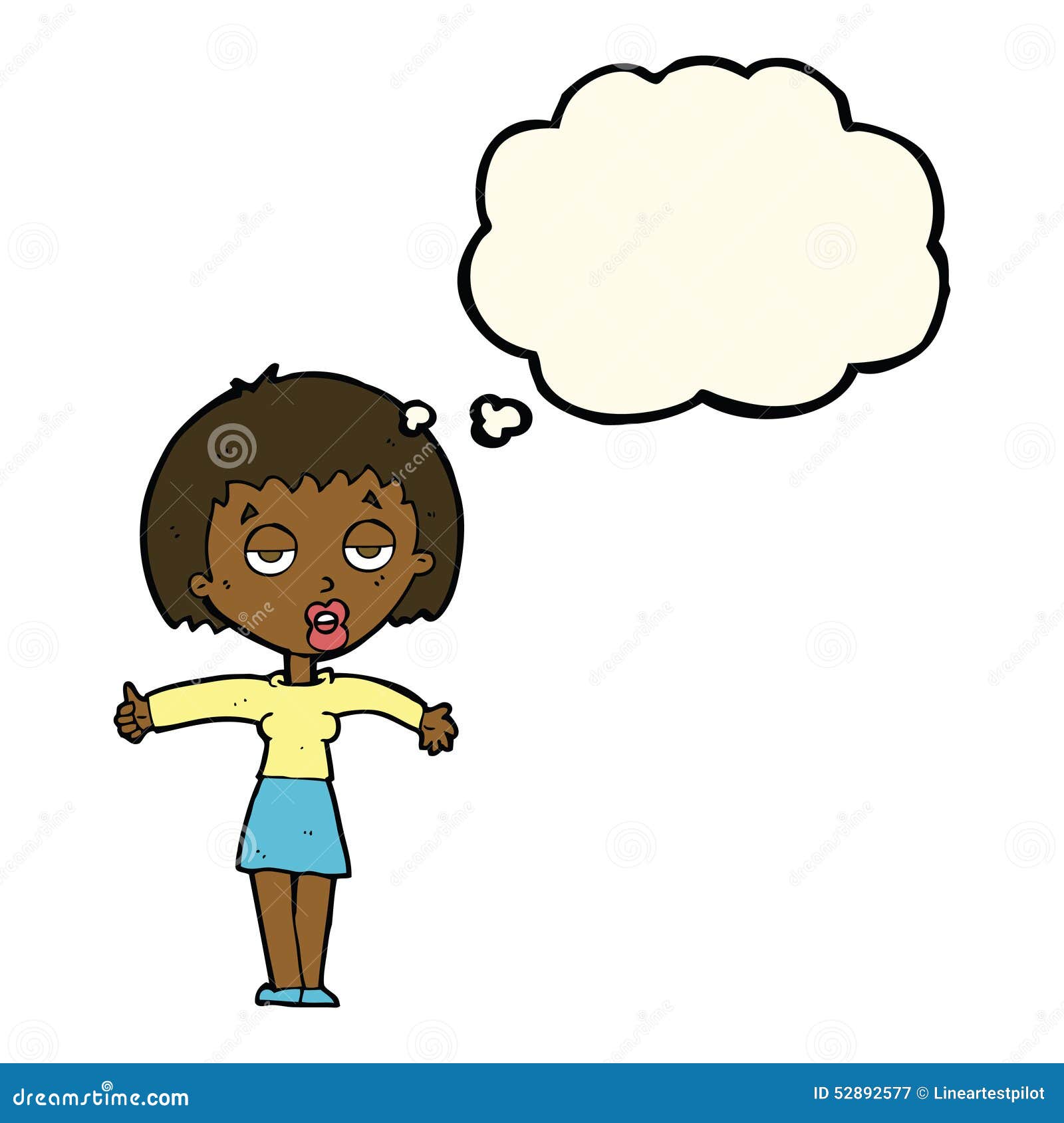 Cartoon Bored Woman with Thought Bubble Stock Illustration ...