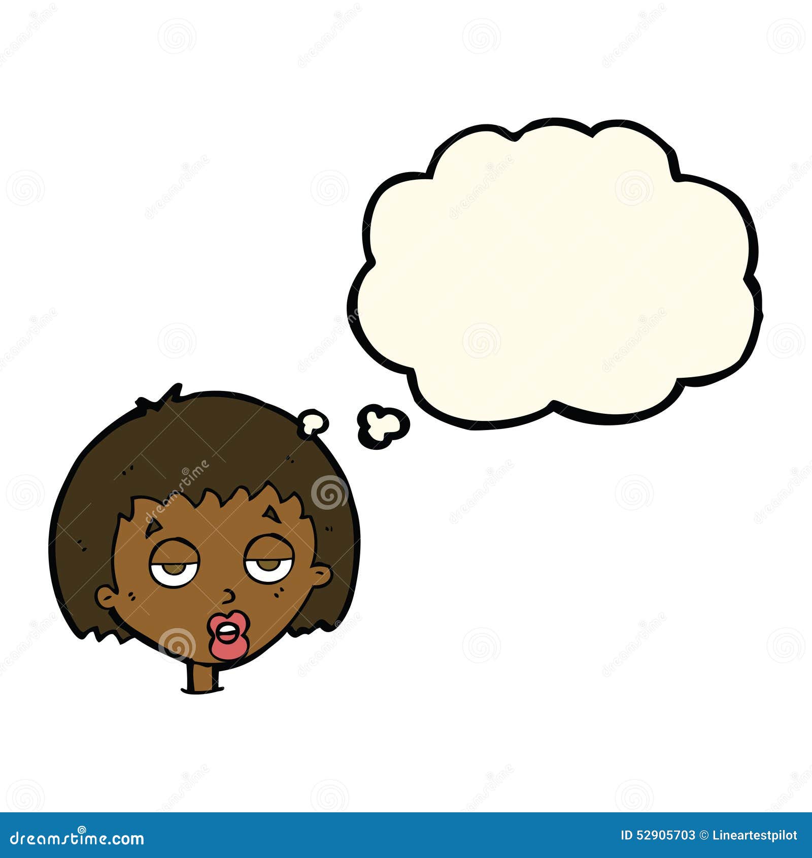Cartoon Bored Woman with Thought Bubble Stock Illustration ...