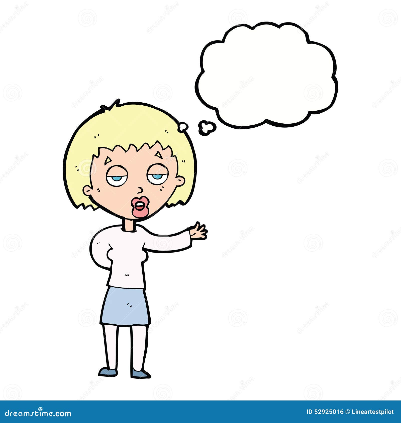 Cartoon Bored Woman with Thought Bubble Stock Illustration ...