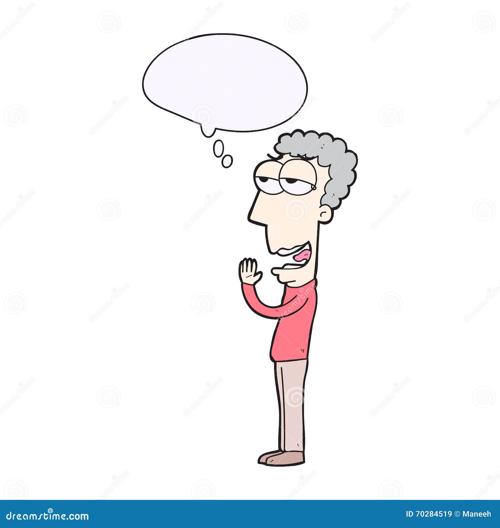 Cartoon Boring Man Yawn with Thought Bubble Stock Illustration ...