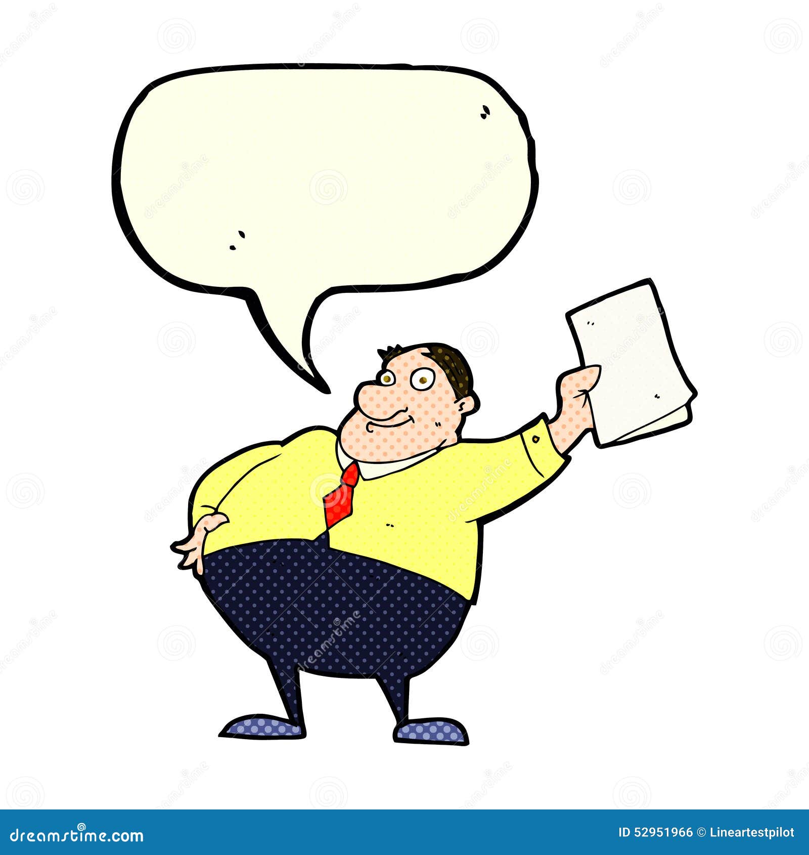 Cartoon Boss Waving Papers with Speech Bubble Stock Illustration ...