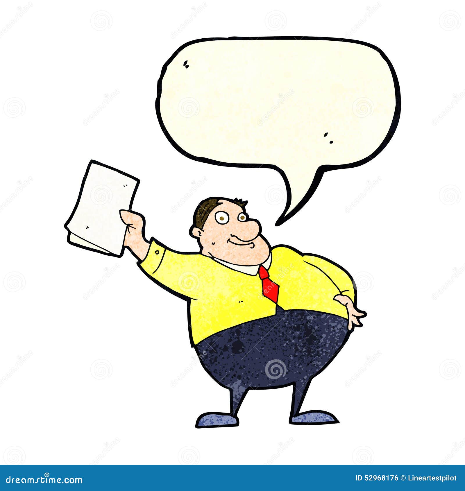 Cartoon Boss Waving Papers with Speech Bubble Stock Illustration ...