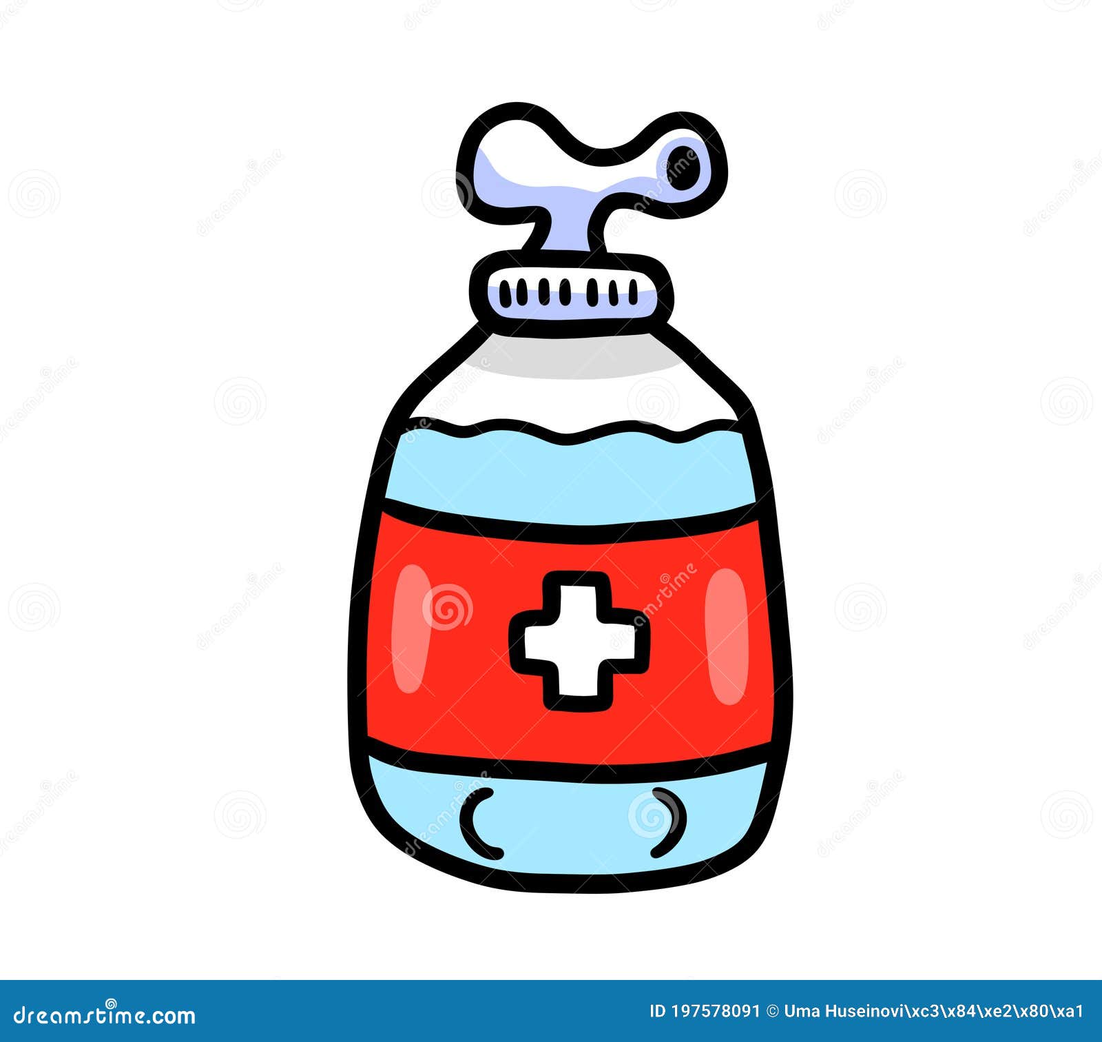 A Cartoon Bottle of Disinfectant Stock Illustration - Illustration of ...