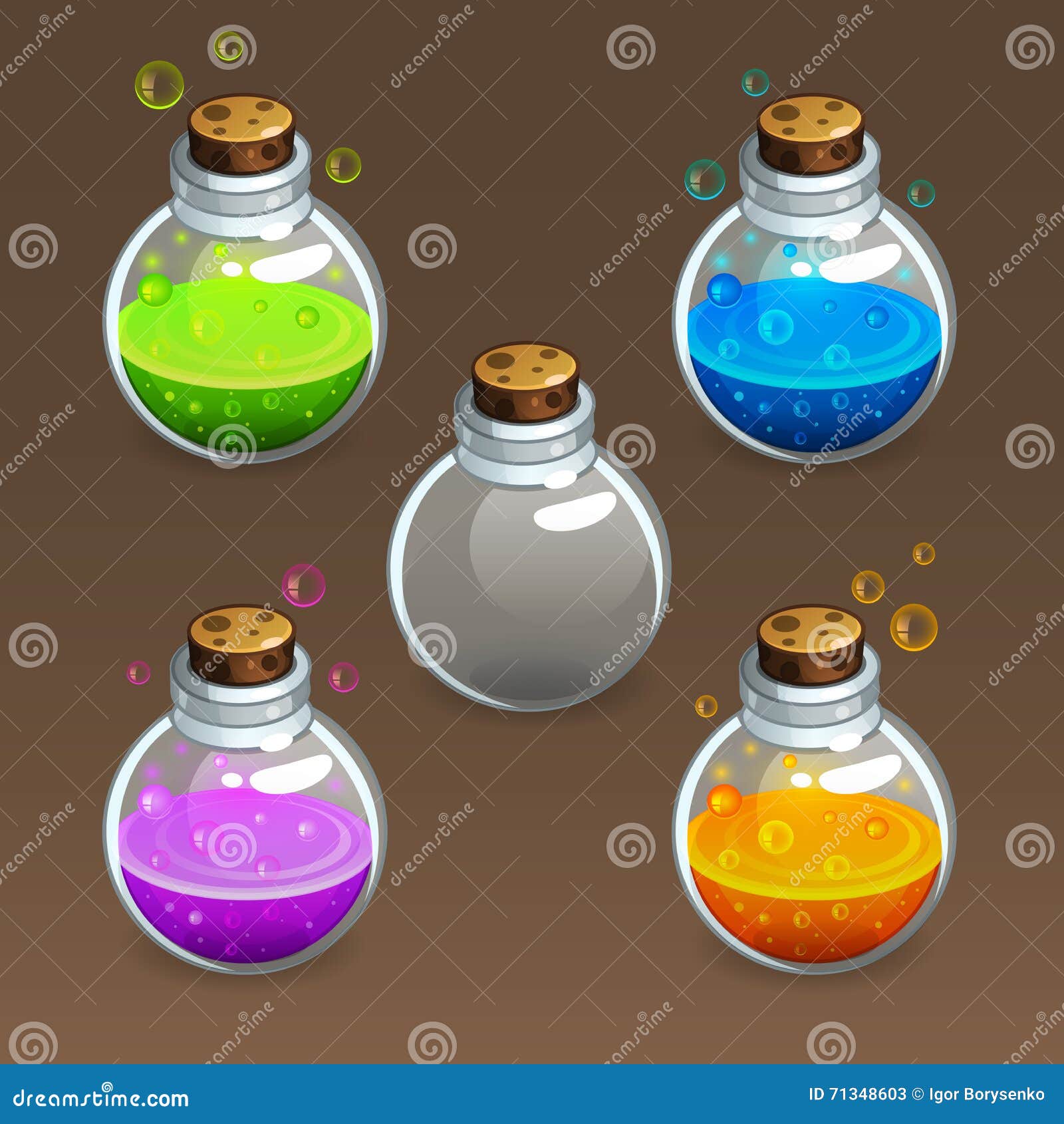Set Of Cartoon Bottles Potion With Wings. | CartoonDealer.com #83807246