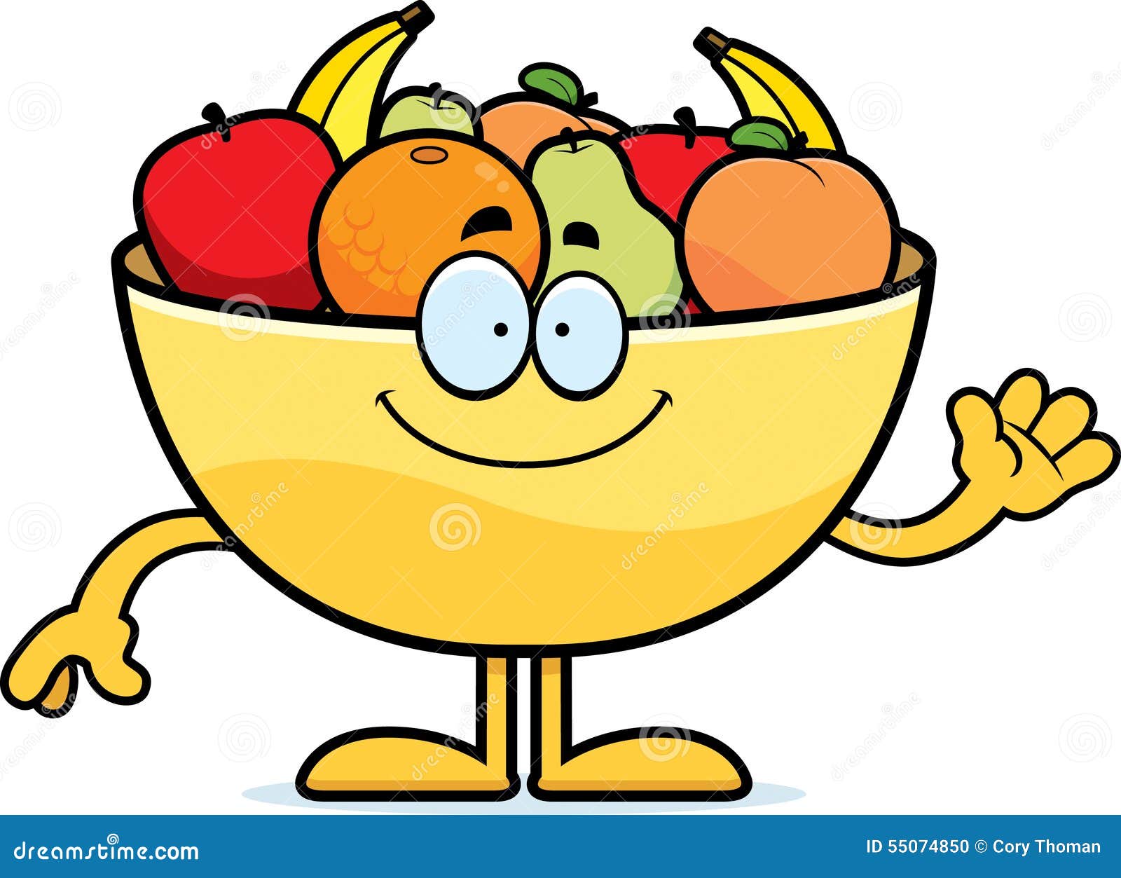 Cartoon Bowl of Fruit Waving Stock Vector - Illustration of apple ...