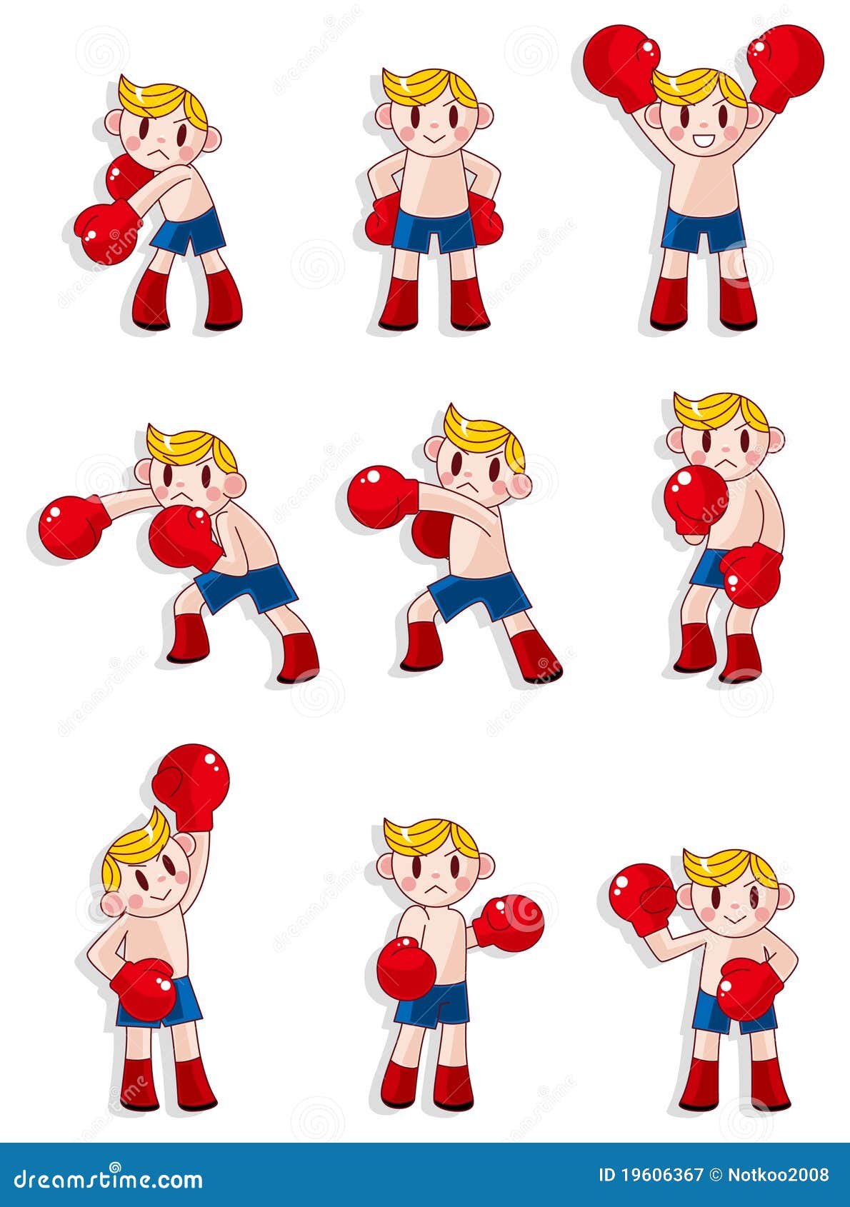 Cartoon boxer icon set stock vector. Illustration of boxing - 19606367