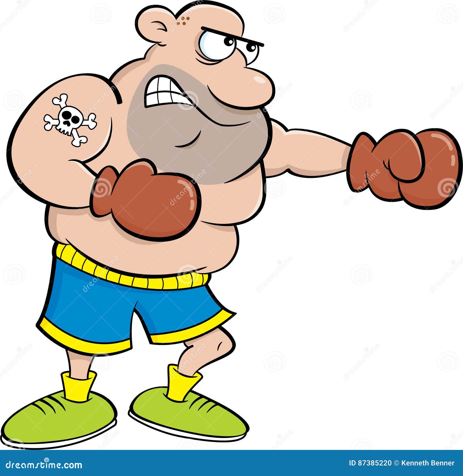 Cartoon boxer punching. stock vector. Illustration of selfdefense ...