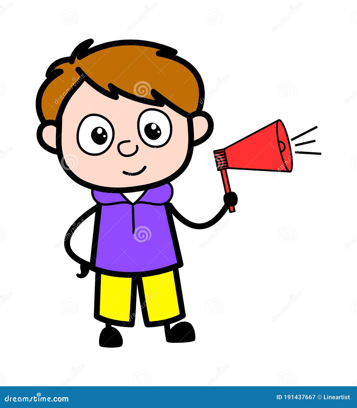 Cartoon Boy Announcing with Loudhailer Stock Illustration ...