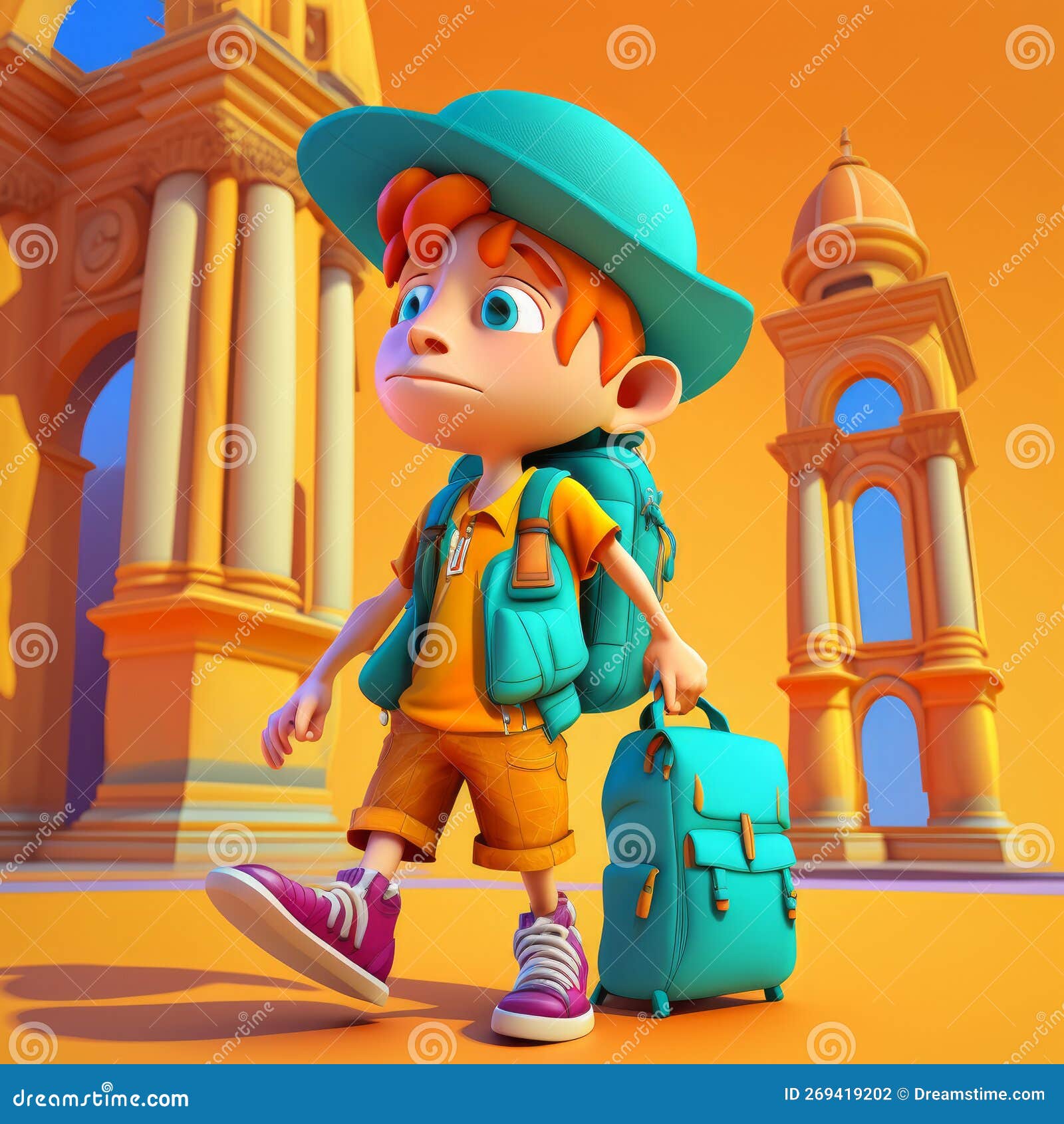 Cartoon Boy with Backpack and Backpack. Generative AI Stock ...