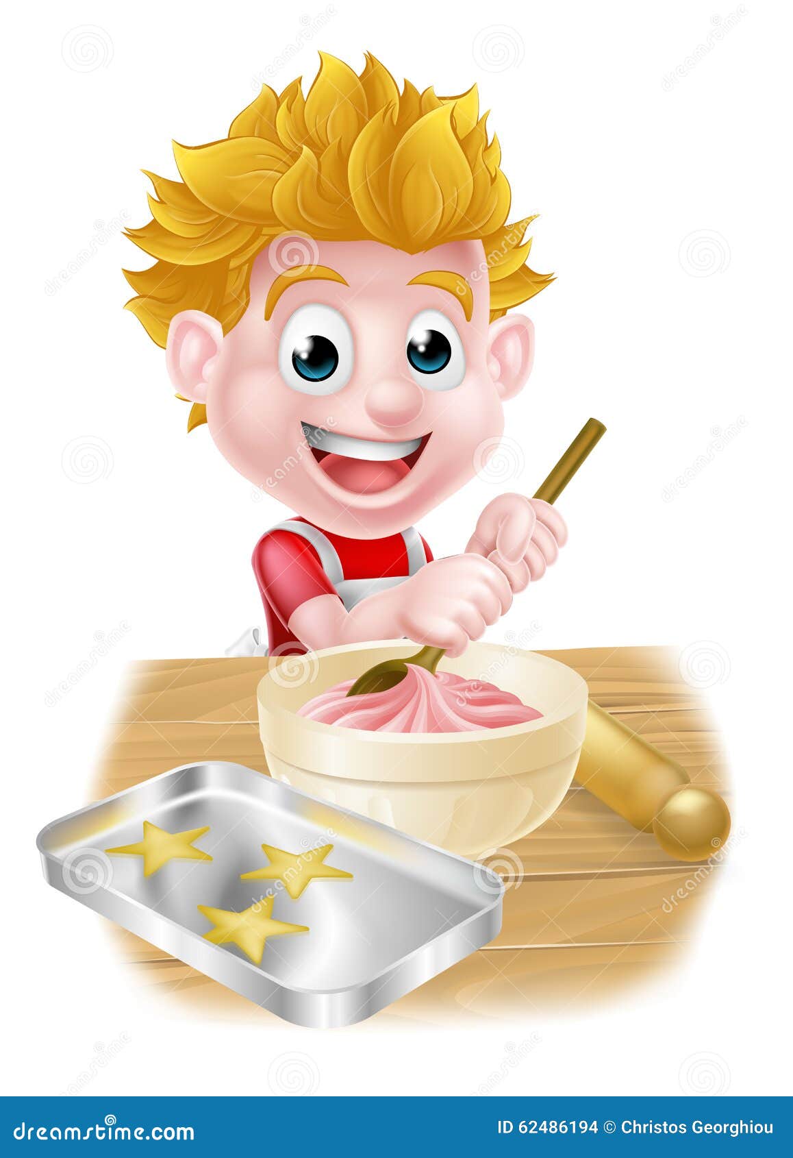 Cartoon Boy Baking stock vector. Illustration of drawing - 62486194